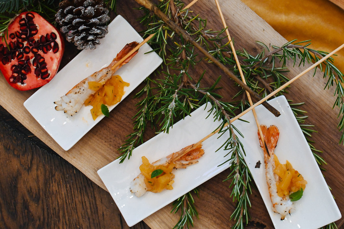 Skewered Grilled Spot Prawns · Seafood Naturally